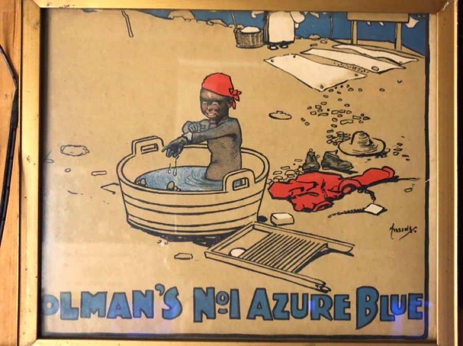 Antikes Werbebild "Polman's Azure Blue" gerahmt (Neu (gemäss ...
