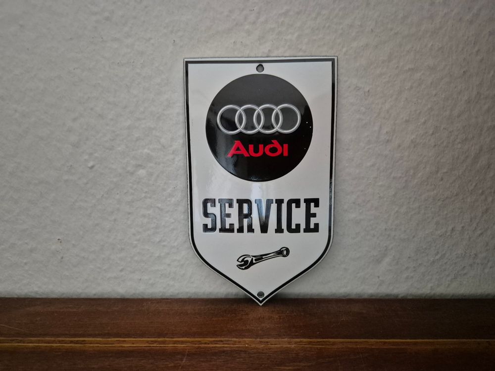 Emailschild Audi Service Werkstatt Logo Emaille Schild Retro (Neu ...