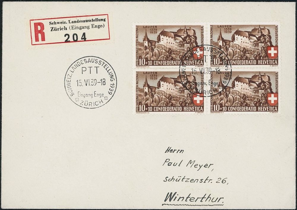 1939 - Pro Patria - R FDC U4 (Gebraucht) in Schindellegi für CHF 450 – mit Lieferung auf Ricardo ...