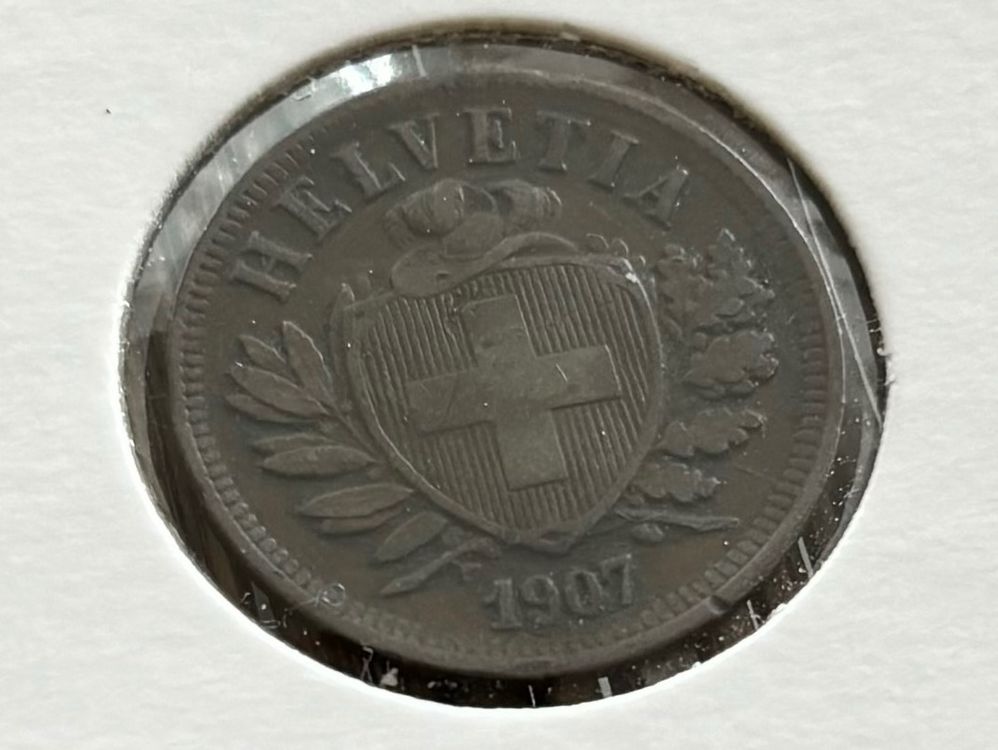 Schweiz 2 Rappen 1907 ss - vzgl Schild Freiheitshut | Kaufen auf Ricardo