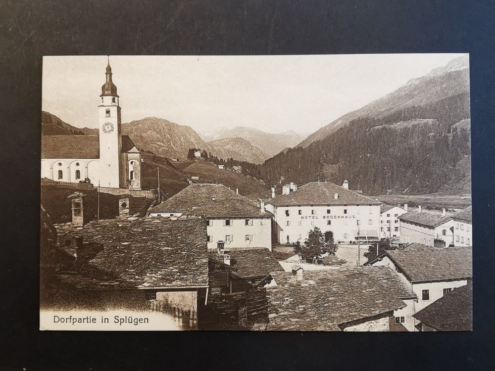 Splügen Ansichtskarte Graubünden Kirche Dorfpartie (Gebraucht) in Rheineck für CHF 5 – mit ...