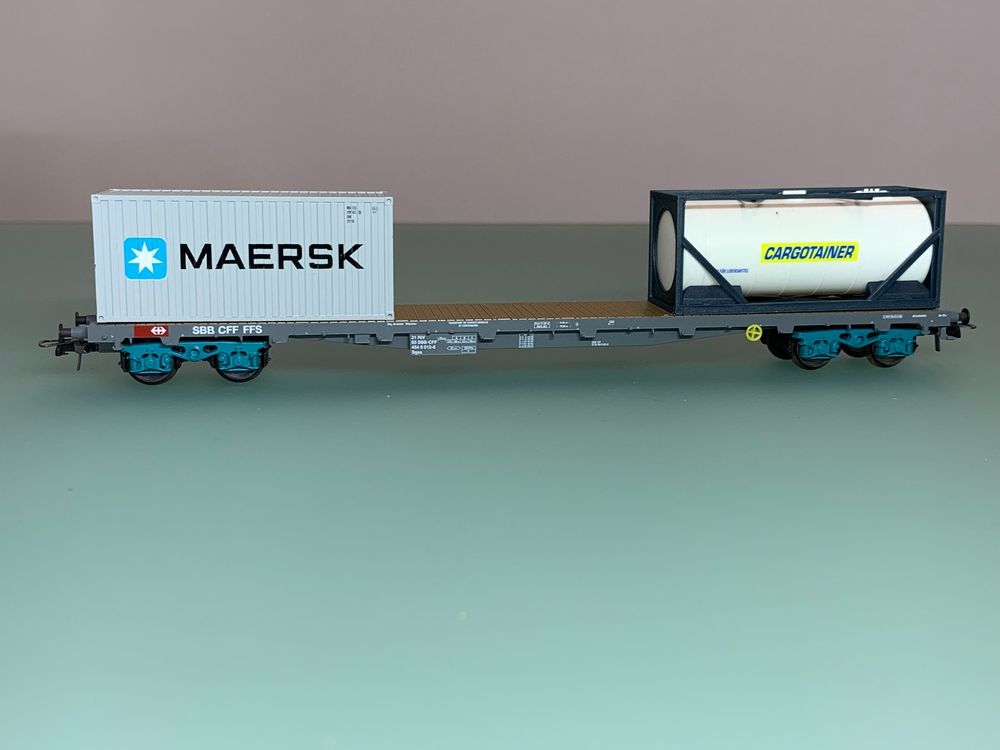 HAG SBB Sgss mit 2x Tankcontainers Cargotainer + MAERSK (Neu (gemäss ...