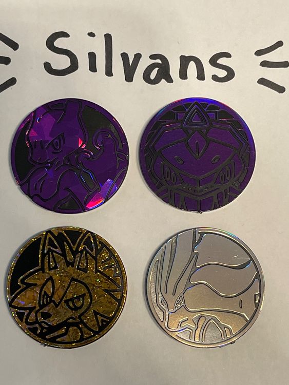 4 Pokemon Coins Münzen Mewtu Genesect Wolwerock Suicune (Gebraucht) in ...