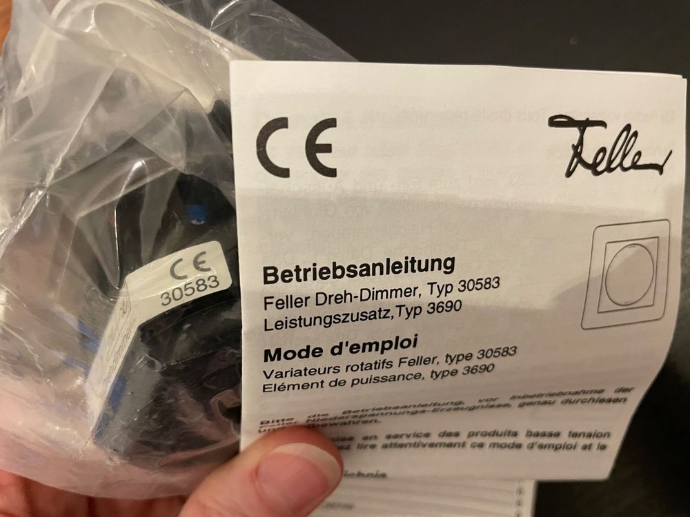 Zwei Drehdimmer (Phasenanschnitt) Edizio by Feller Typ 30583 (Neu ...
