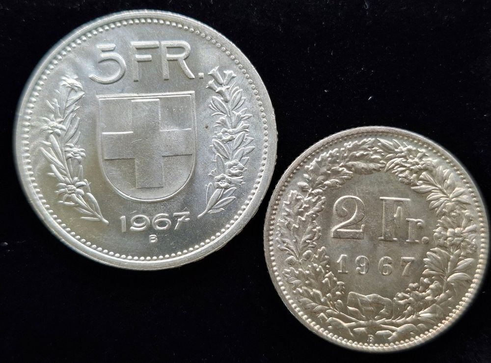 Lot Münzen 1967 ganze Serie 1/2Fr. bis 5Fr. Silber 835/1000 (Gebraucht) in Bern 14 für CHF 30 ...
