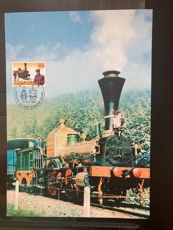 Schweiz 1997 A5-Karte 150 Jahre Spanisch-Brötli-Bahn SStpl (Neu (gemäss ...