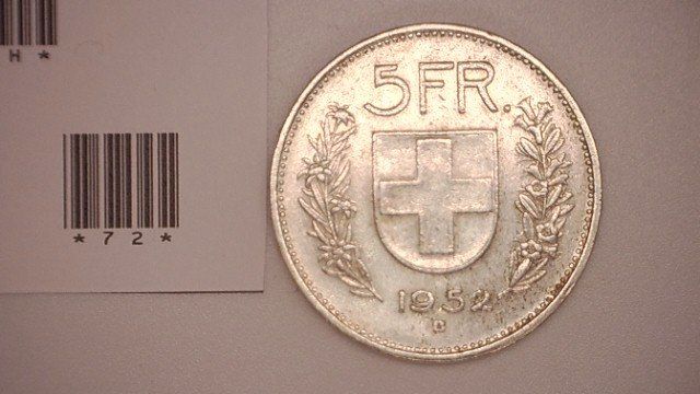 5 Franken 1952 CH Silber sehr schön (Gebraucht) in Basel für CHF 23 – mit Lieferung auf Ricardo ...