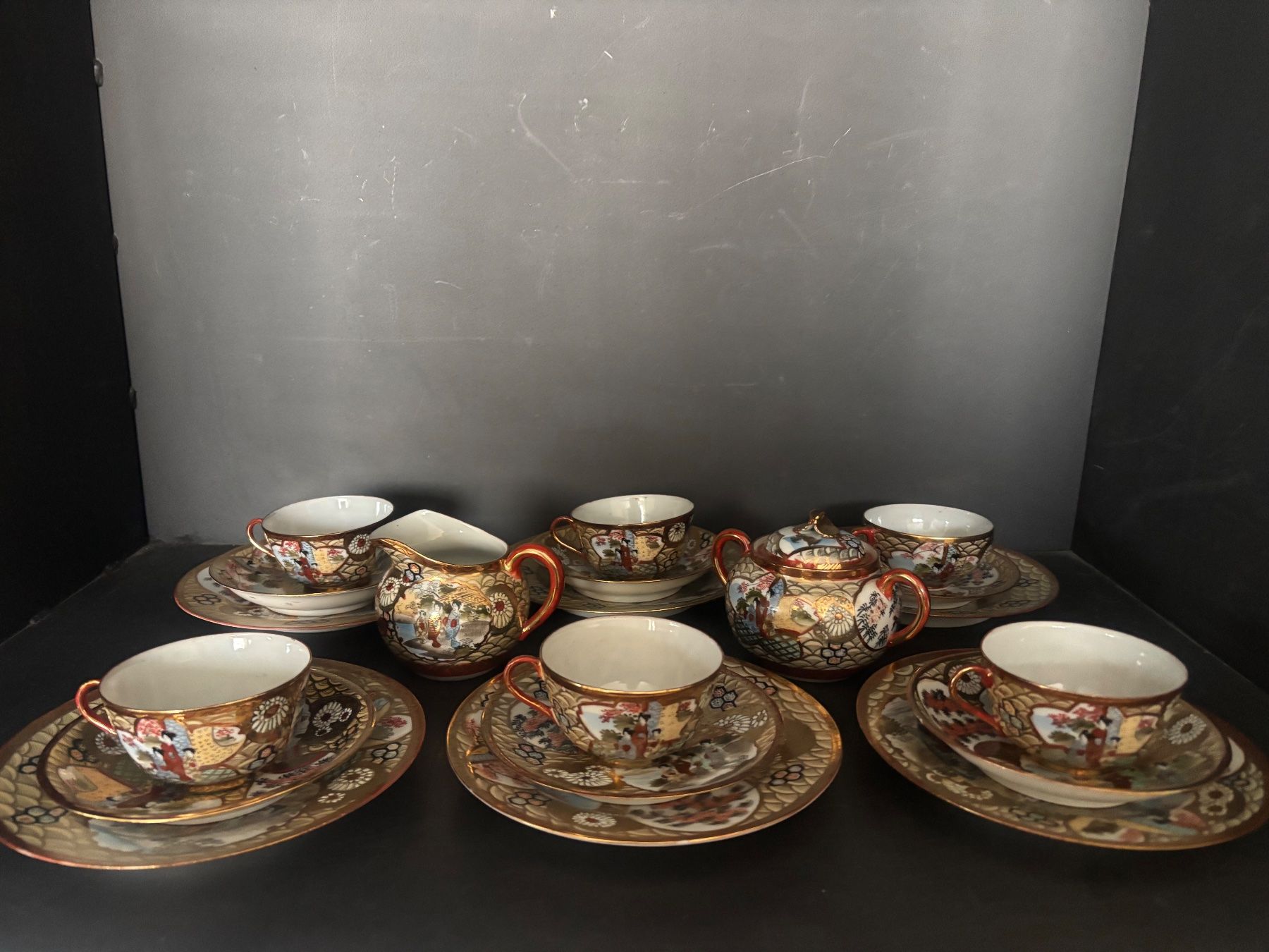 Japan Geisha Tee Porzellan Set Satsuma Samurai Tokio Edo (Gebraucht) in ...