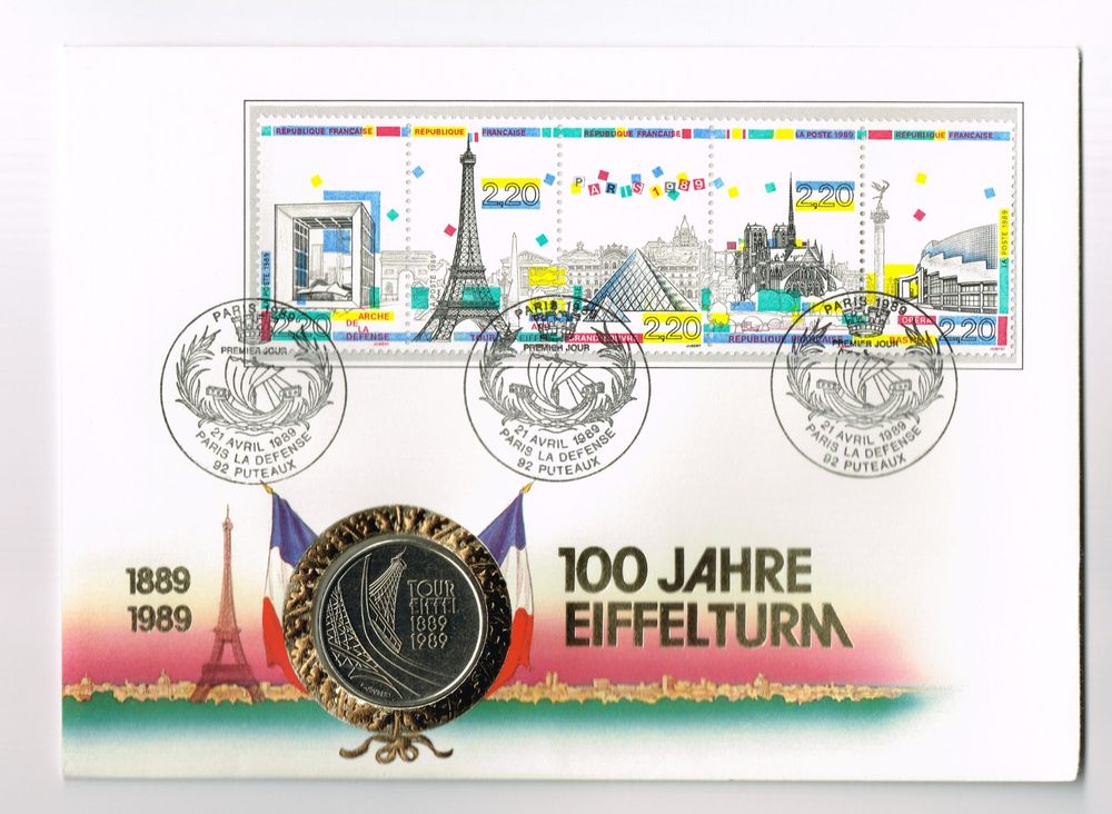 100 Jahre Eifelturm_1889-1989_Münzbrief zum Jubiläum (Neu (gemäss Beschreibung)) in ...