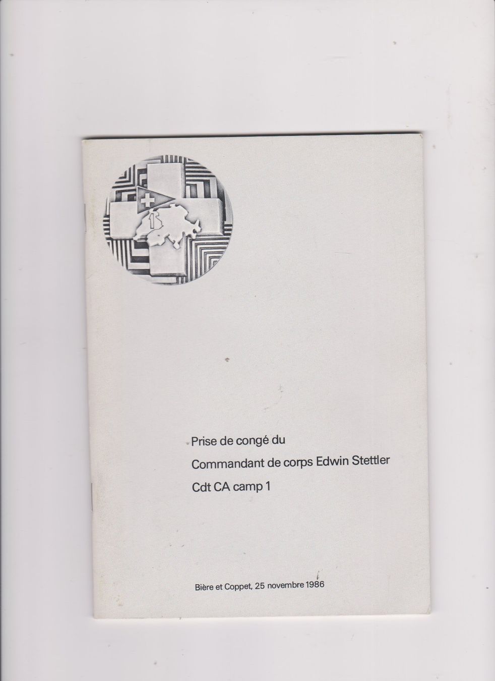 Prise de congé Cdt Stettler Armée Suisse 1986 brochure (D'occasion) à ...