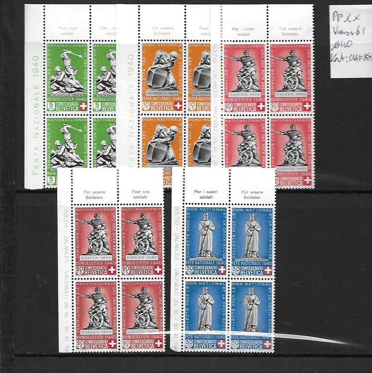 PP ** Viererbl.1940 Kat: CHF 80.- (Neu (gemäss Beschreibung)) in Basel für CHF 6 – mit Lieferung ...