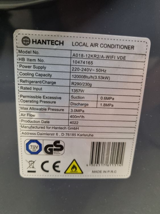 Mobiles Klimagerät 12000 BTU WIFI (Neu (gemäss Beschreibung)) in Root ...