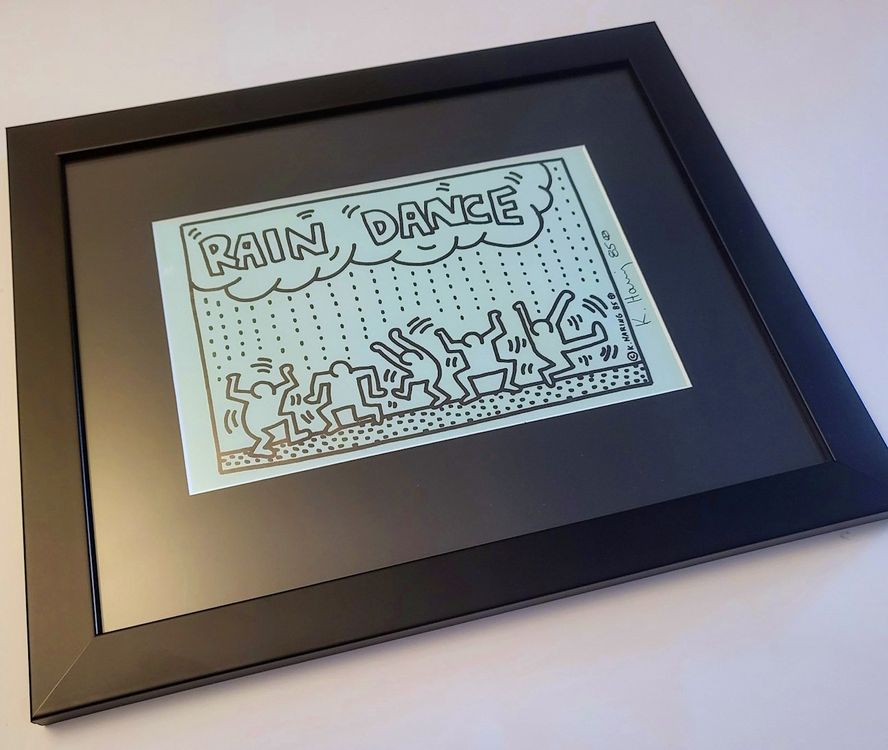Keith Haring - Rain Dance 1985 Hand signed announcement COA (Gebraucht ...