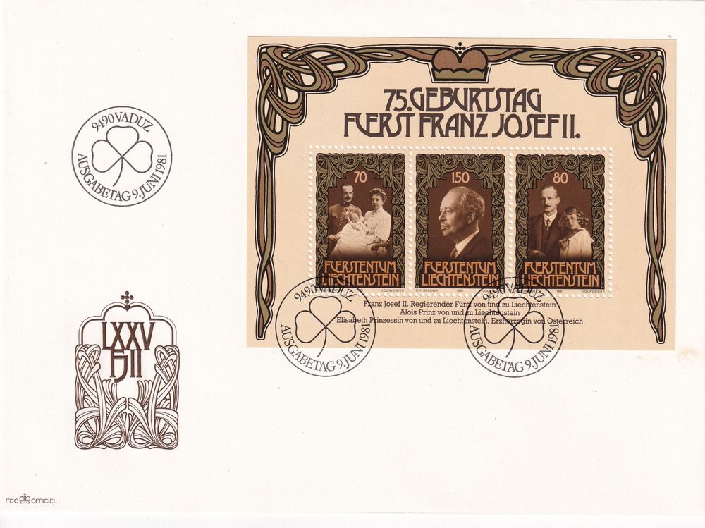 FDC - (FL) - 75 Geburtstag Furst Franz Joseph 1981 (Gebraucht) in Orvin ...