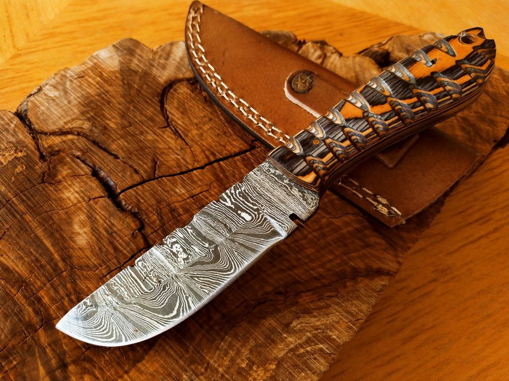 B Damastmesser DAMASCUS Knife Messer Damast Jagdmesser Sport (Neu und ...