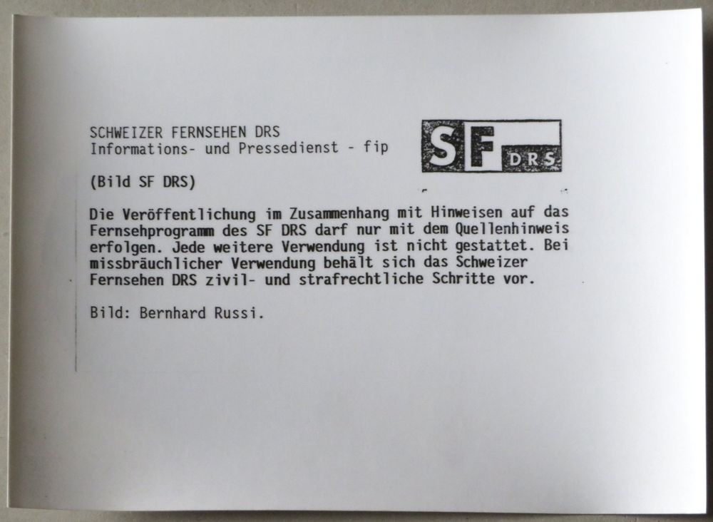 Fotos / 1x BERNHARD RUSSI - Pressebild SF DRS um 1995 (Gebraucht) in Oberriet SG für CHF 7 – mit ...
