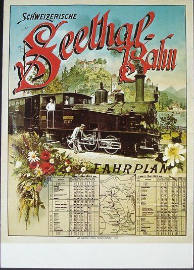 Werbung für SEETHAL-BAHN 1903 mit Fahrplan - Dampflokomotive (Neu (gemäss Beschreibung)) in Jona ...