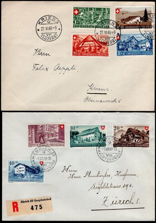 Briefsammlung Pro Patria, dabei Viererblöcke (Gebraucht) in Horw für CHF 30 – mit Lieferung auf ...