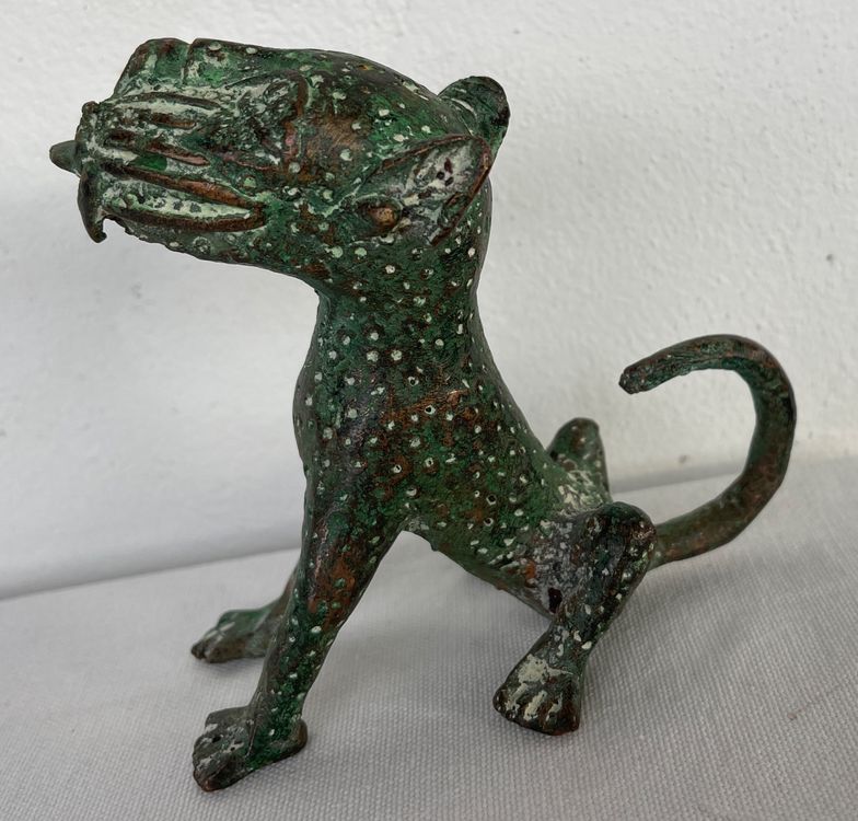 feiner alter Leopard Bronze Benin Höhe 11,5 cm | Kaufen auf Ricardo