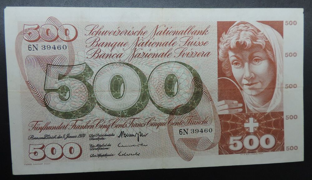 500 Franken Banknote 1970 (Gebraucht) in Duggingen für CHF 160 – mit ...