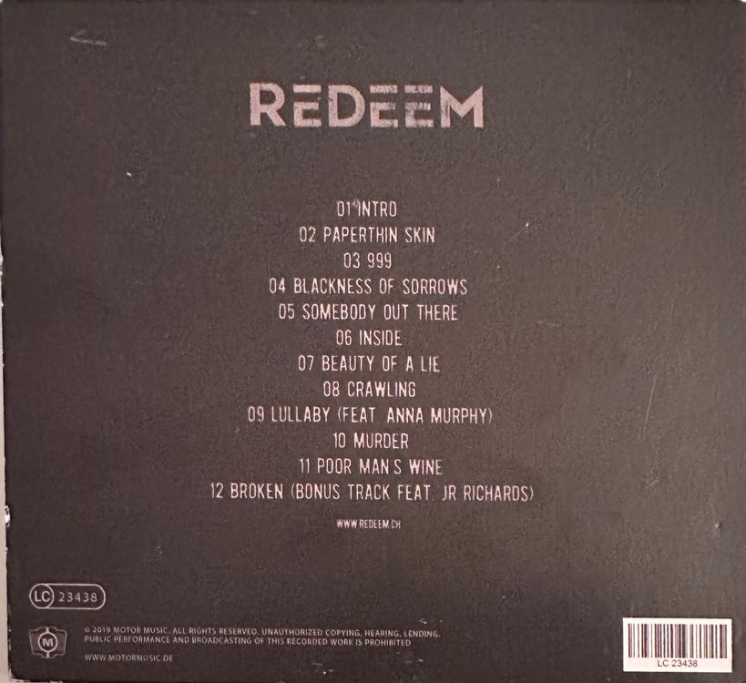 Redeem Paperthin Skin CD Band aus der Schweiz (Neu (gemäss Beschreibung ...