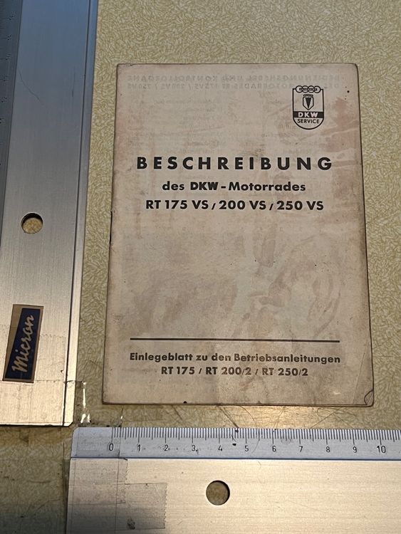 buch, heft, DKW beschreib. motorrad RT 175 VS, 200VS, 250VS (Gebraucht ...