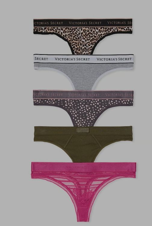 Victoria's Secret 5x String Set in M Leo Pink Grau 🧡🩵🩷 (Neu und ...