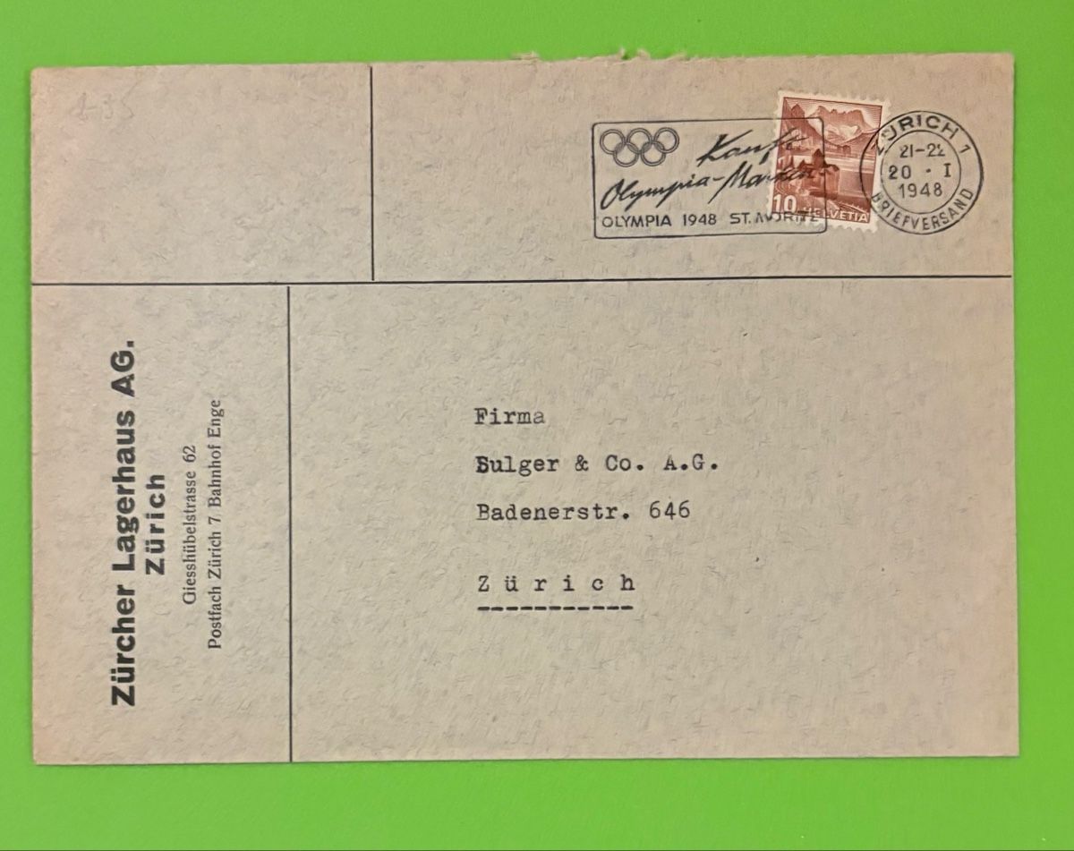 Carte postale rare - Olympiades St-Moritz 1948 Zürich (D'occasion) à Carouge GE pour CHF 1.5 ...