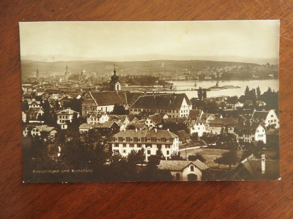 Alte Postkarte: Kreuzlingen und Konstanz 1923 (Gebraucht) in Stetten AG für CHF 5 – mit ...