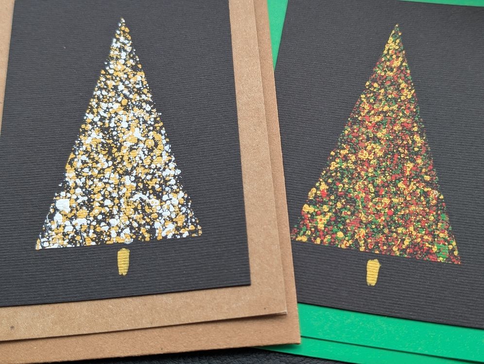 Handmade Christmas Tree Cards - Set 3 Festive Greeting Cards (Neu und ...