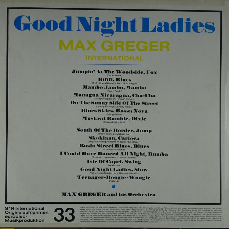 Max Greger - Good Night Ladies (Gebraucht) in Muhen für CHF 1 – mit ...