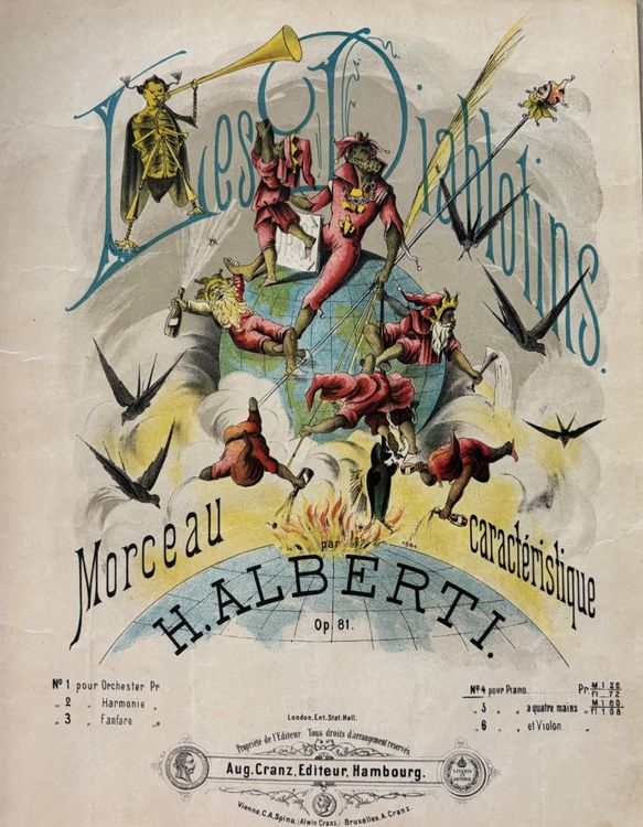 Musiknoten, Les Diablotins, Teufel, Lithographie, um 1880 (Gebraucht ...