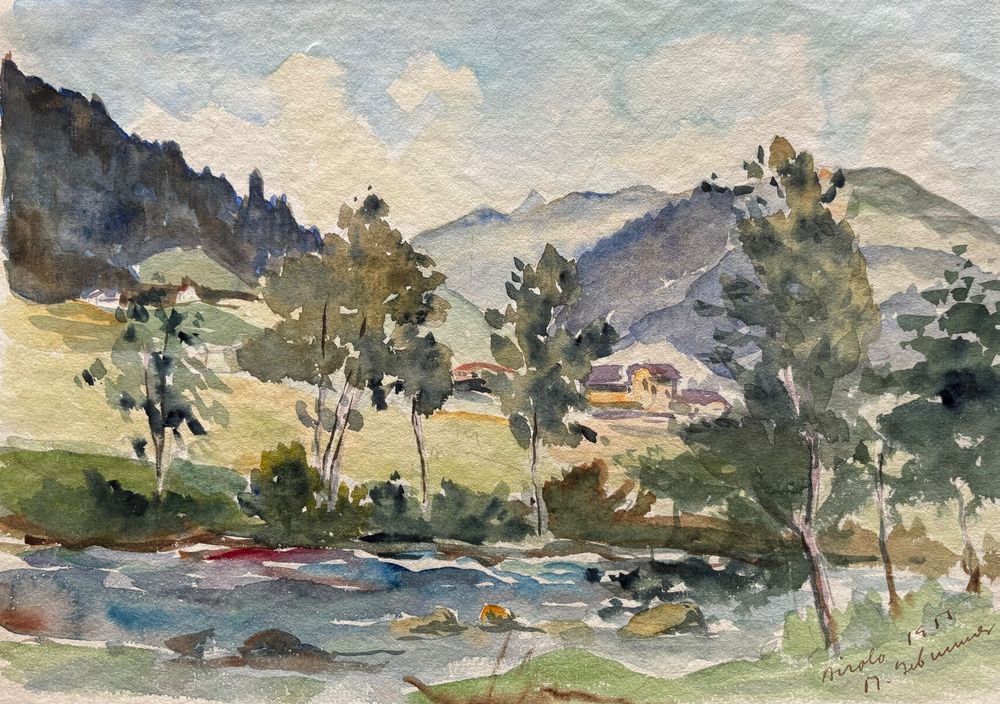 M. Debrunner, 1955 - Aquarell, Airolo, Ticino, Landschaft (Gebraucht) in Frauenfeld für CHF 29 ...