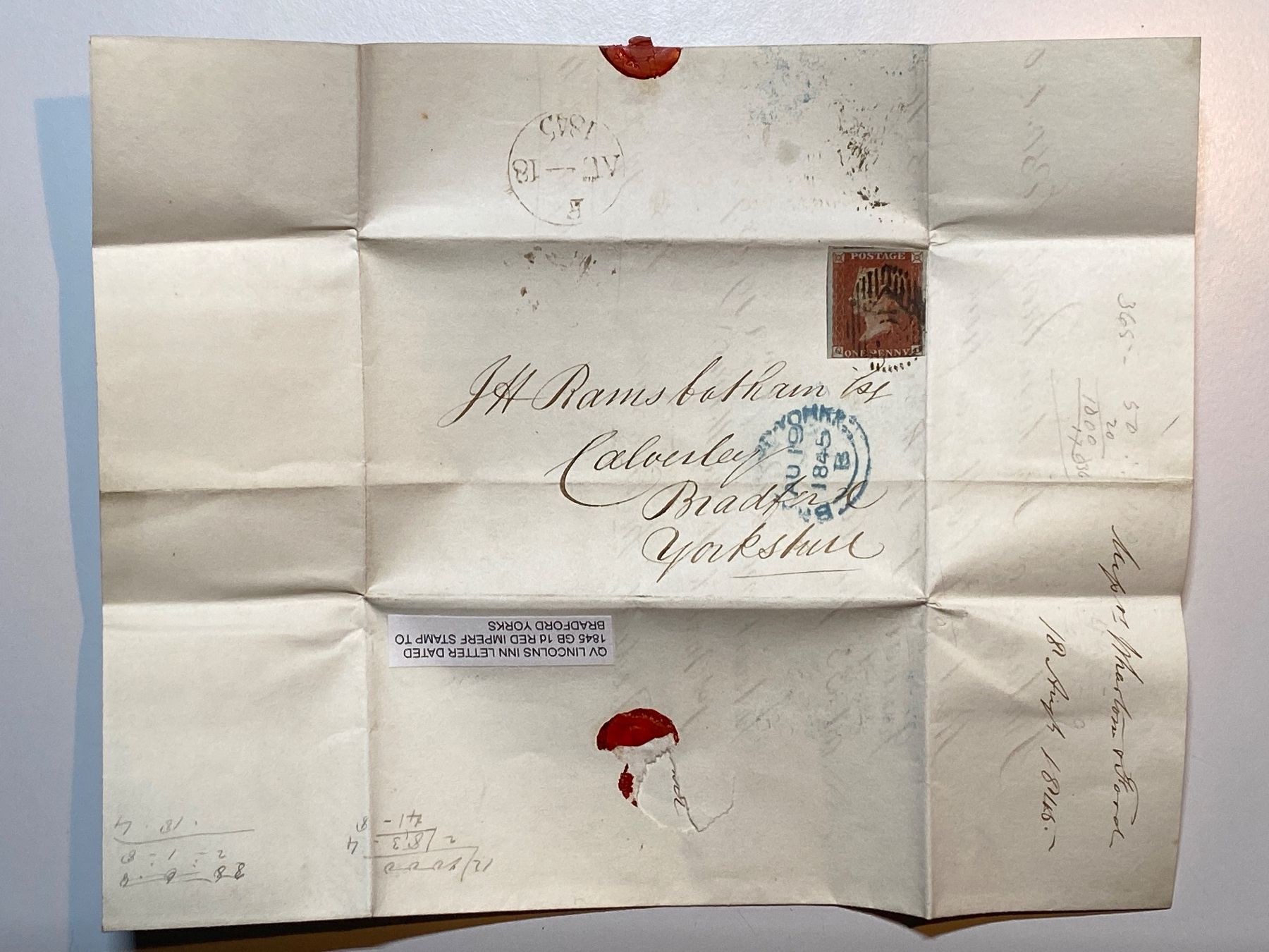 Grossbritannien 1945, 1d Red nach Bradford Yorks Top Rarität (Gebraucht ...