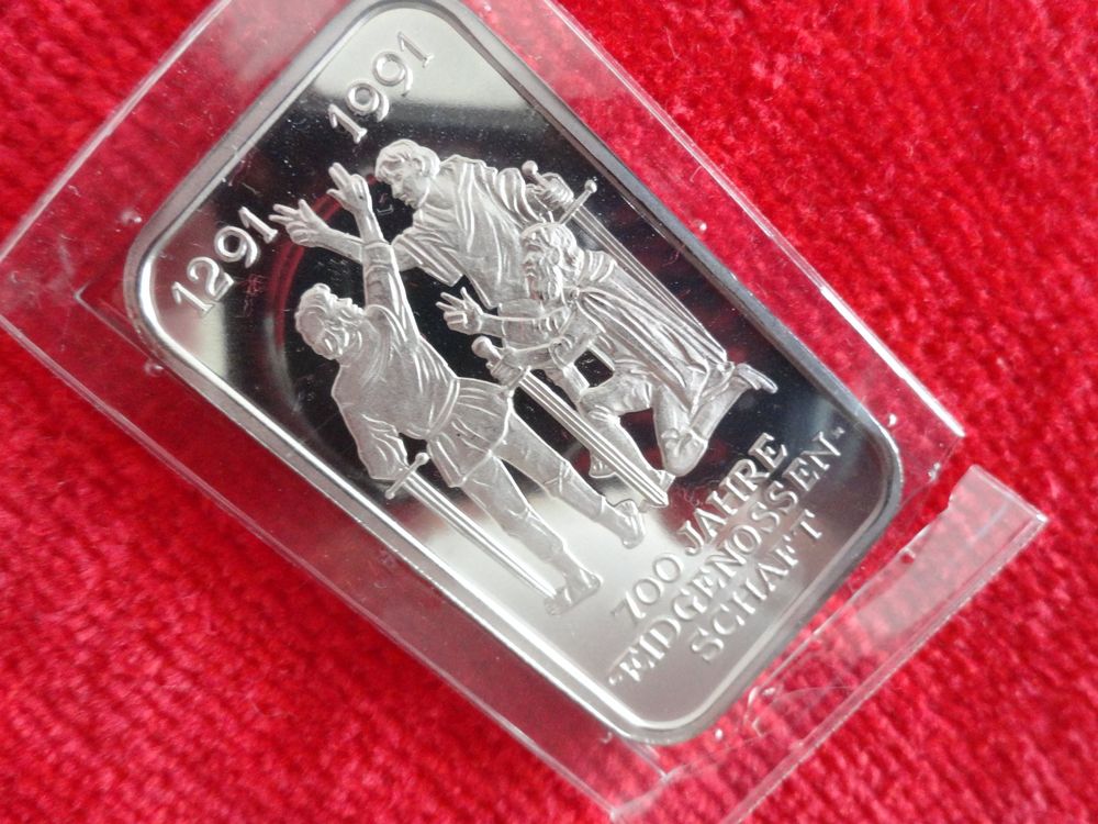 1 UNZE SILBERBARREN VON ARGOR - 700 JAHRE EIDGENOSSENSCHAFT (Neu (gemäss Beschreibung)) in ...