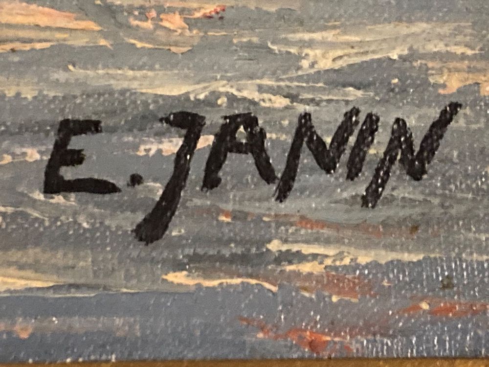 E. Janin Landschaftsgemälde signiert mit Seeufer evt. Tessin (Gebraucht ...