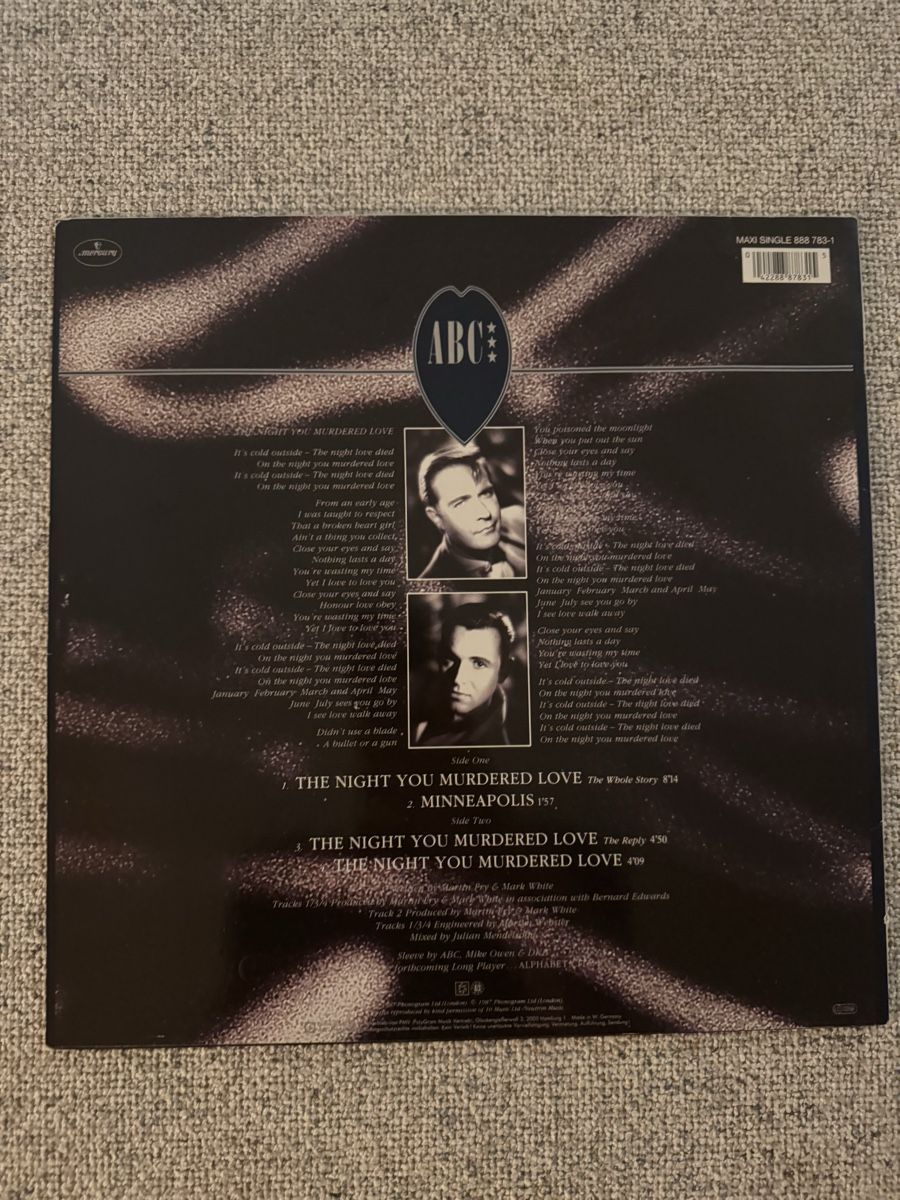 ABC - The Night You Murdered Love - 12" Maxi - 80s (Gebraucht) in ...