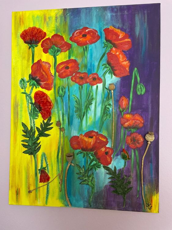 Mohnblumen Gemälde, Acryl auf Leinwand, Unikat (Gebraucht) in Cham für CHF 175 – nur Abholung ...