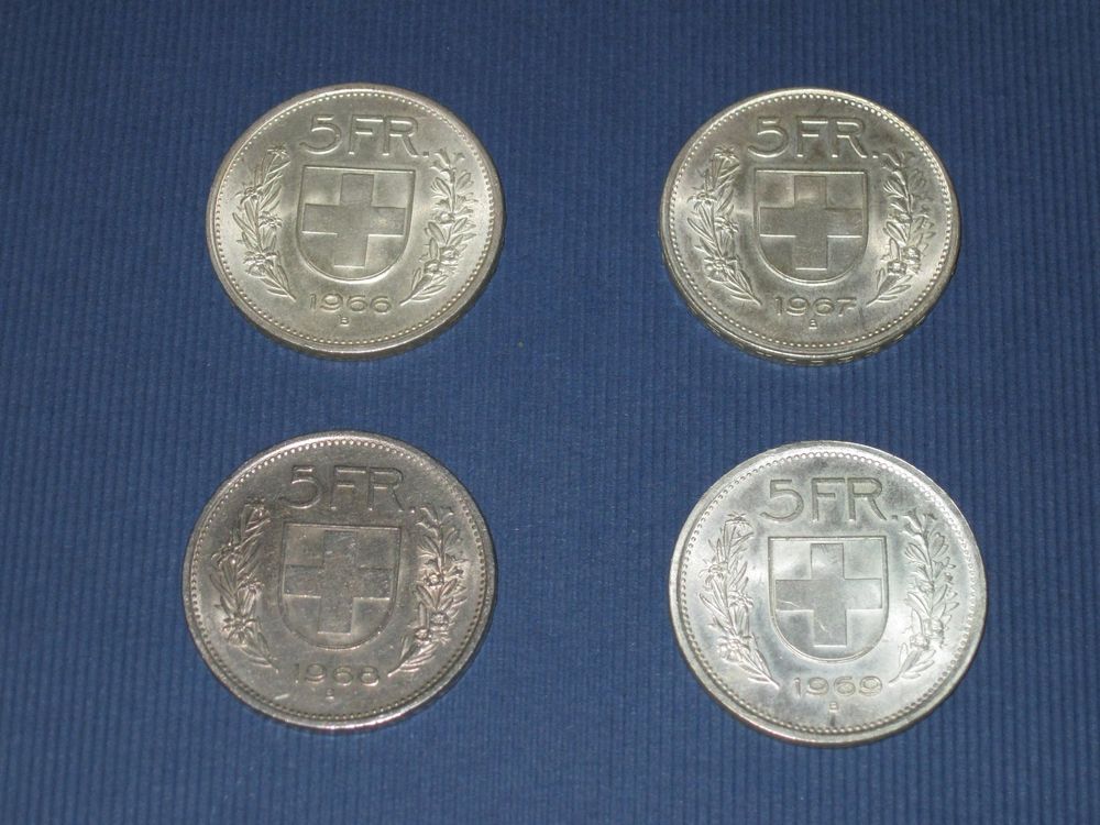Schweizer Münzen 5 Franken 1966/1967/1968/1969 (Gebraucht) in Utzenstorf für CHF 35 – mit ...