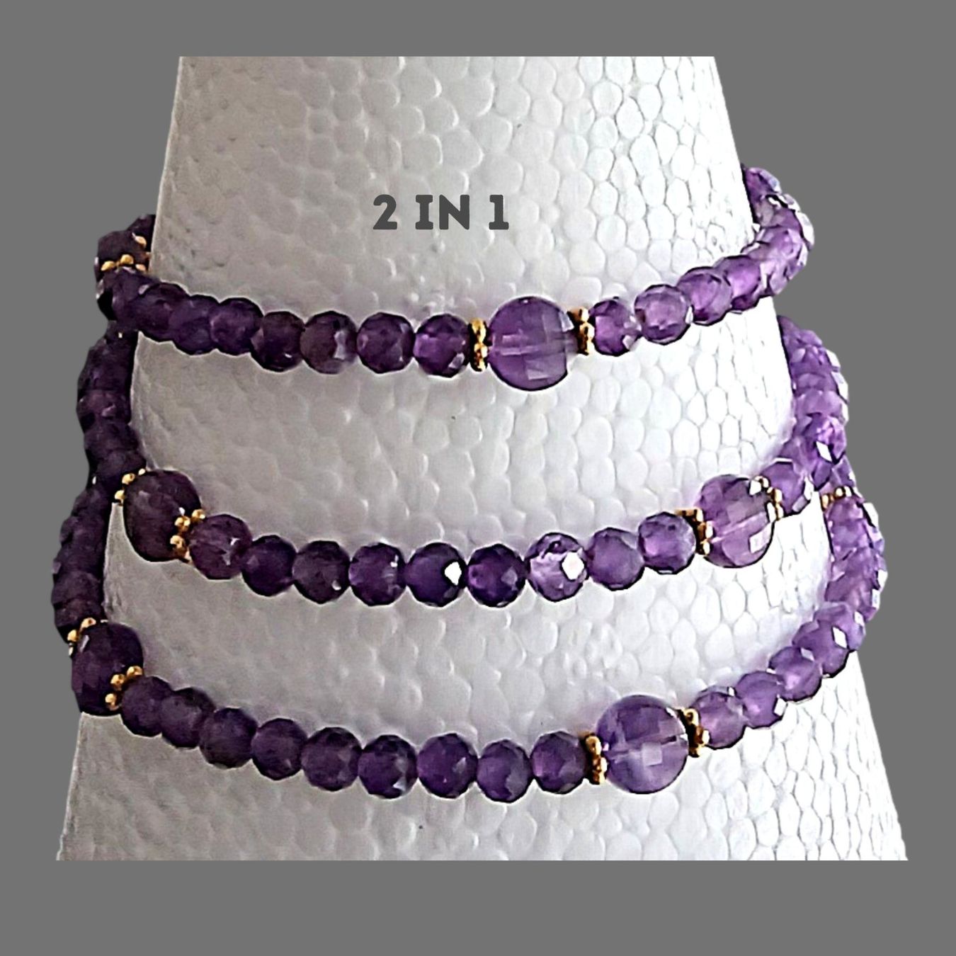 Amethyst – Halskette oder Armband - 2in1 - lila - Unikat (Neu (gemäss ...