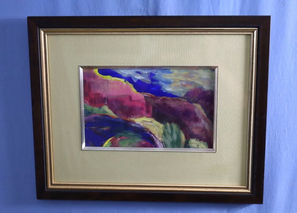 Dusanka Jablanovic (1932) Guache "Rote Landschaft", signiert (Gebraucht ...