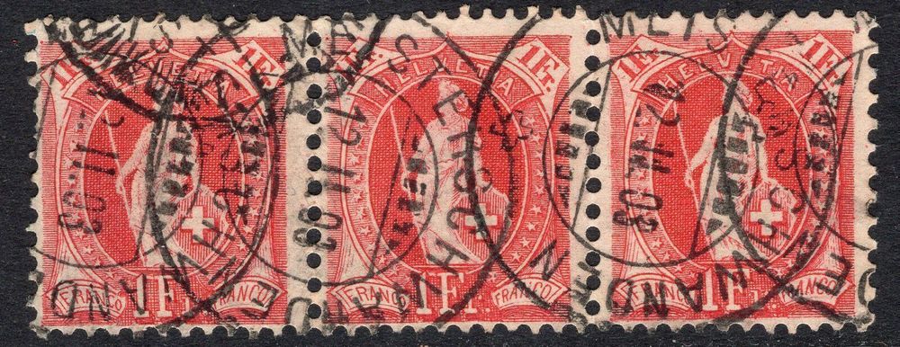 RAAAR 3er Stehende Helvetia 1fr.,1903,75E, 250.-+++ (Gebraucht) in Samnaun-Compatsch für CHF 34 ...