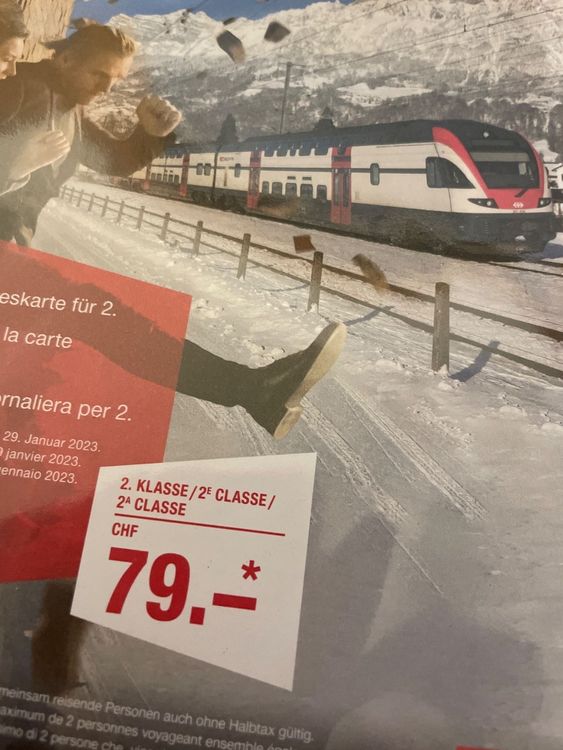 Tageskarte SBB für 2 auch ohne Halbtax gültig -29.1.2023 (Neu und originalverpackt) in Samedan ...
