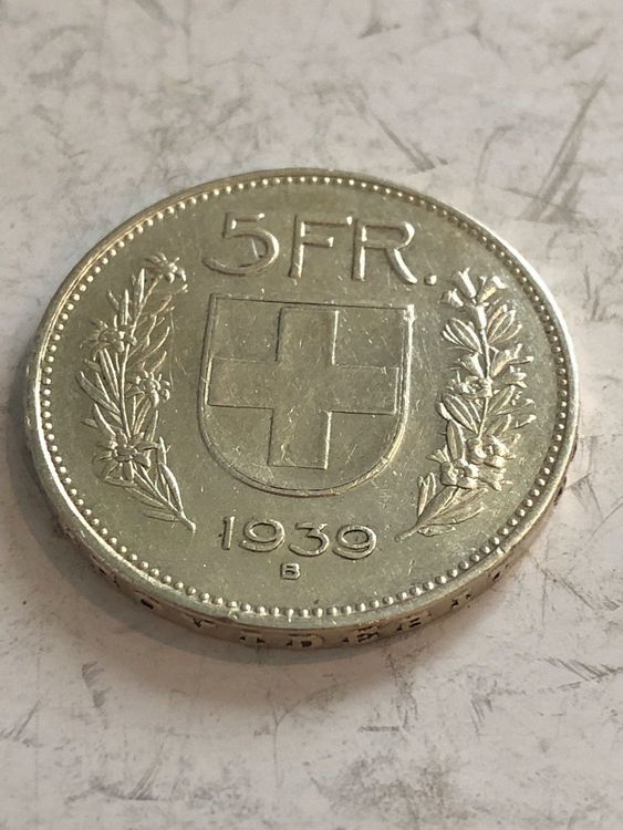 Schweiz 5 Franken 1939 Silber Rar (Gebraucht) in Flumenthal für CHF 11.5 – mit Lieferung auf ...