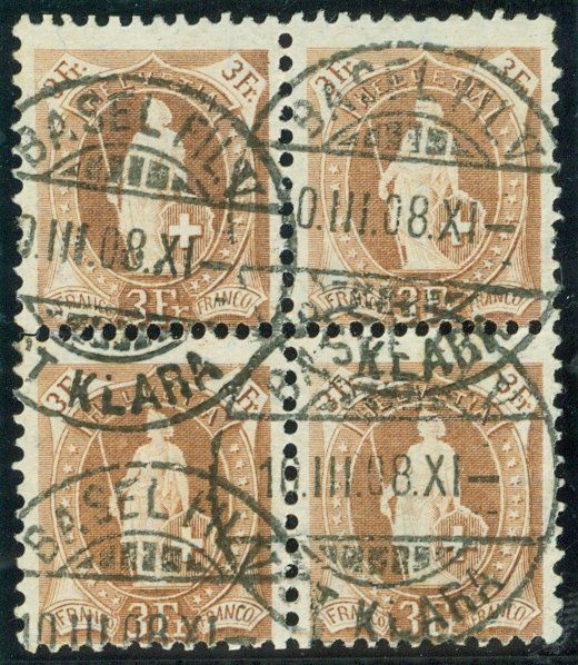 1908 Schweiz Steh Helvetia Viererblock (Gebraucht) in Zürich für CHF 30 – mit Lieferung auf ...