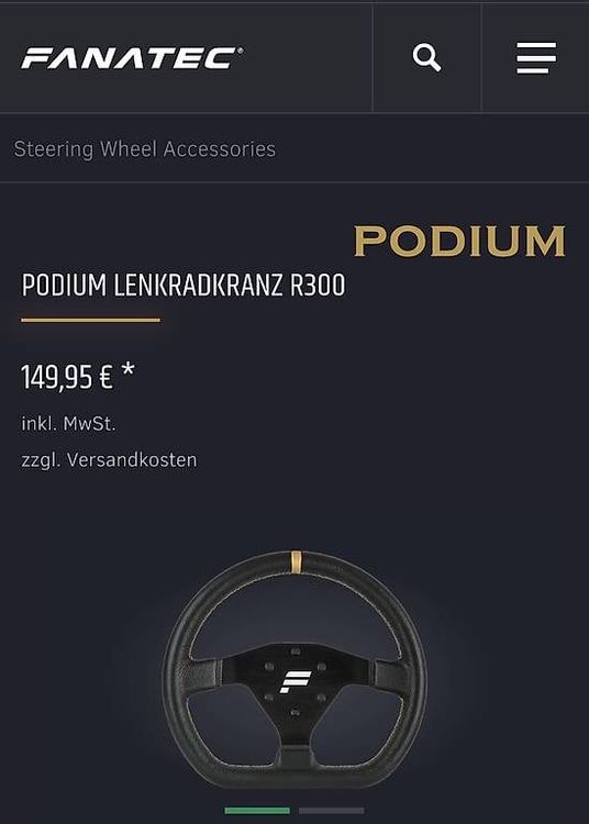 Fanatec Podium Lenkrad R300 + QR1 (Neu) (Neu und originalverpackt) in ...