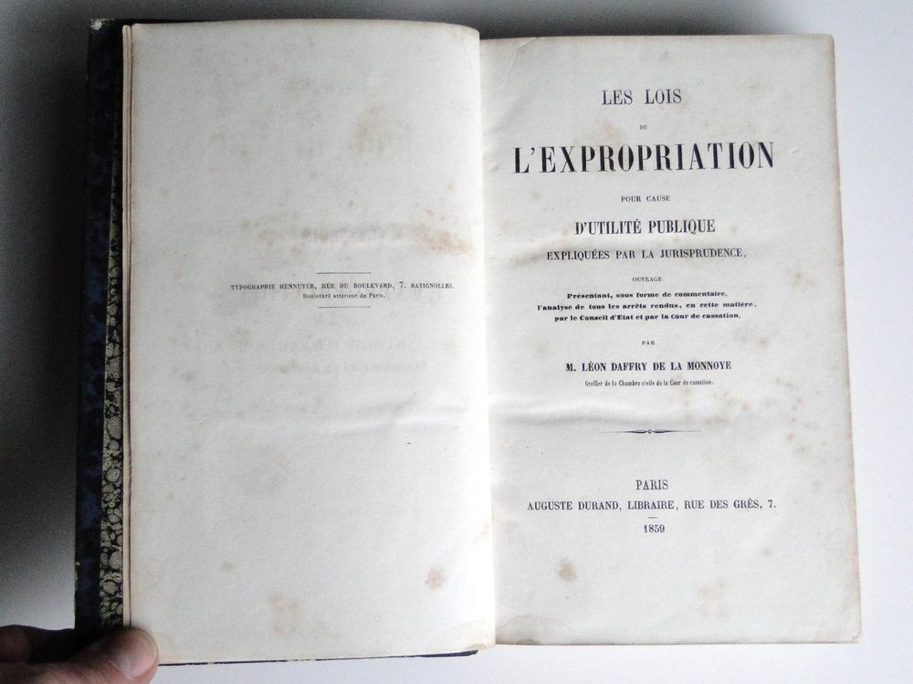 Les lois de l'expropriation par Léon Daffry, Paris 1859 | Kaufen auf ...