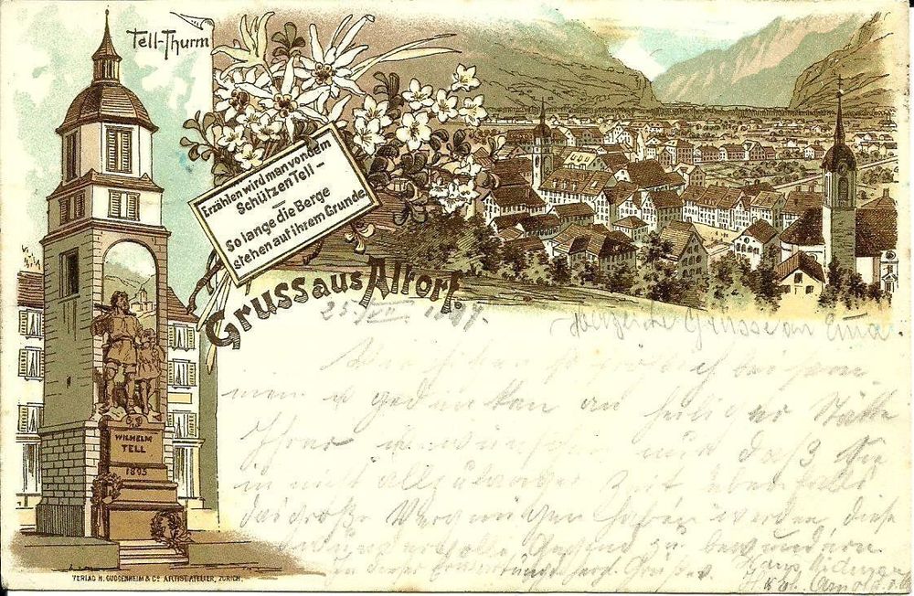 AK LITHO GRUSS aus ALTDORF 1897 2 BILDER (Gebraucht) in Aarau für CHF 7 – mit Lieferung auf ...