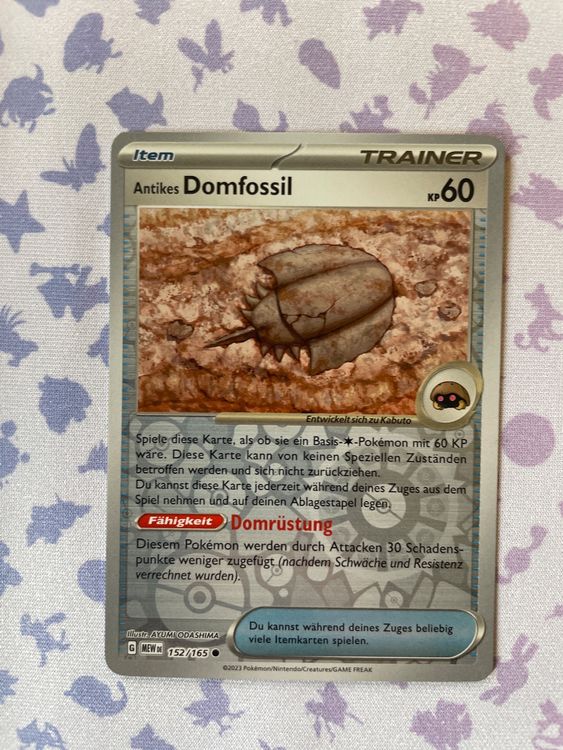 Antikes Domfossil 152/165 reverse Holo - Pokemon 151 DE (Neu (gemäss ...