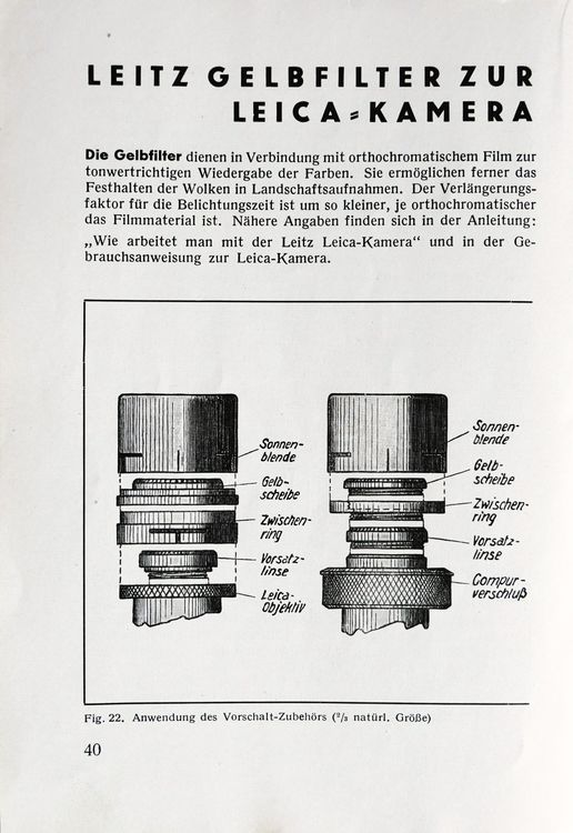 Leica, 2 Vorsatzlinsen, Gelbfilter, FIRGI, für Summar 2cm (Gebraucht ...